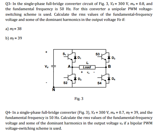 Solved In the single-phase full-bridge converter circuit of | Chegg.com
