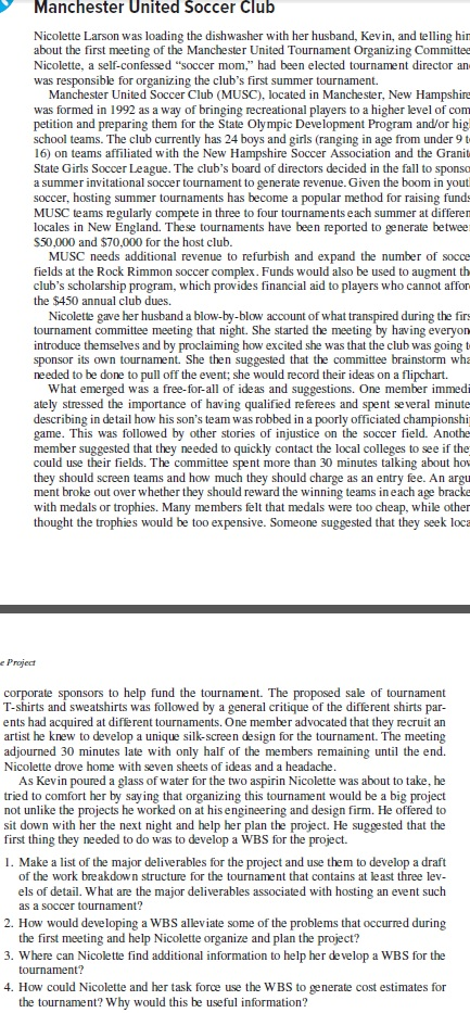 3. The Manchester United Soccer Tournament project | Chegg.com