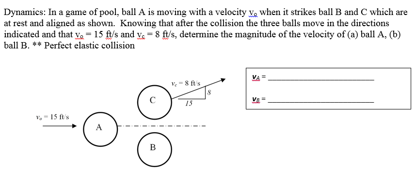 Solved In a game of pool, ball A is moving with a velocity | Chegg.com