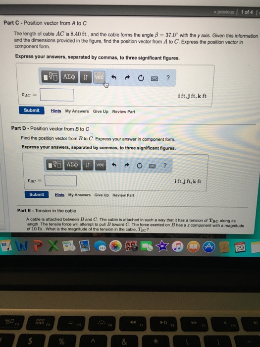 Solved Position Vectors Part A Position vector from A to B | Chegg.com