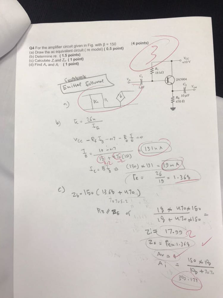 Solved (4 points) Q4 For the amplifier circuit given in Fig. | Chegg.com