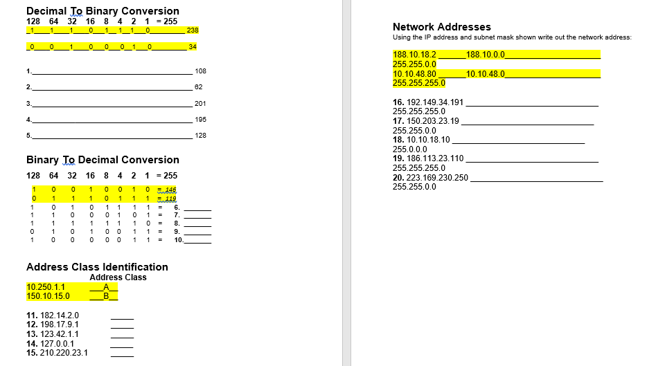Solved Decimal To Binary Conversion 128 64 32 16 8 4 2 1255