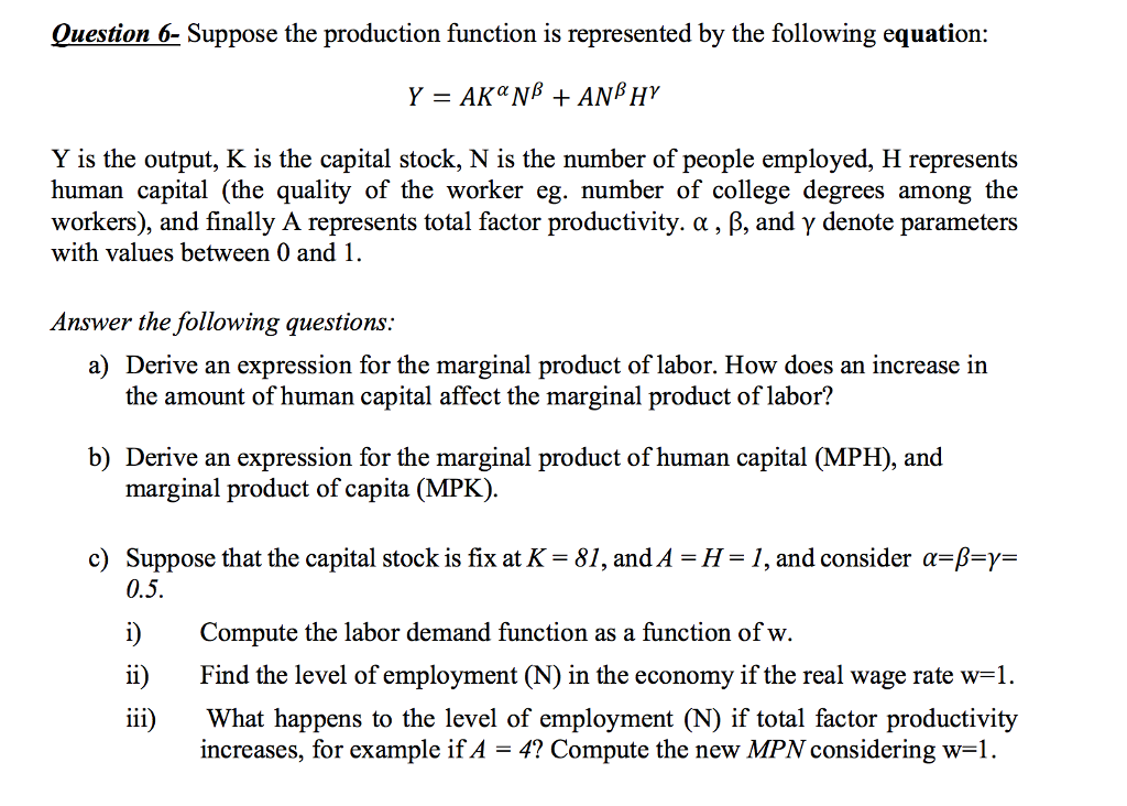 Production Function Equation