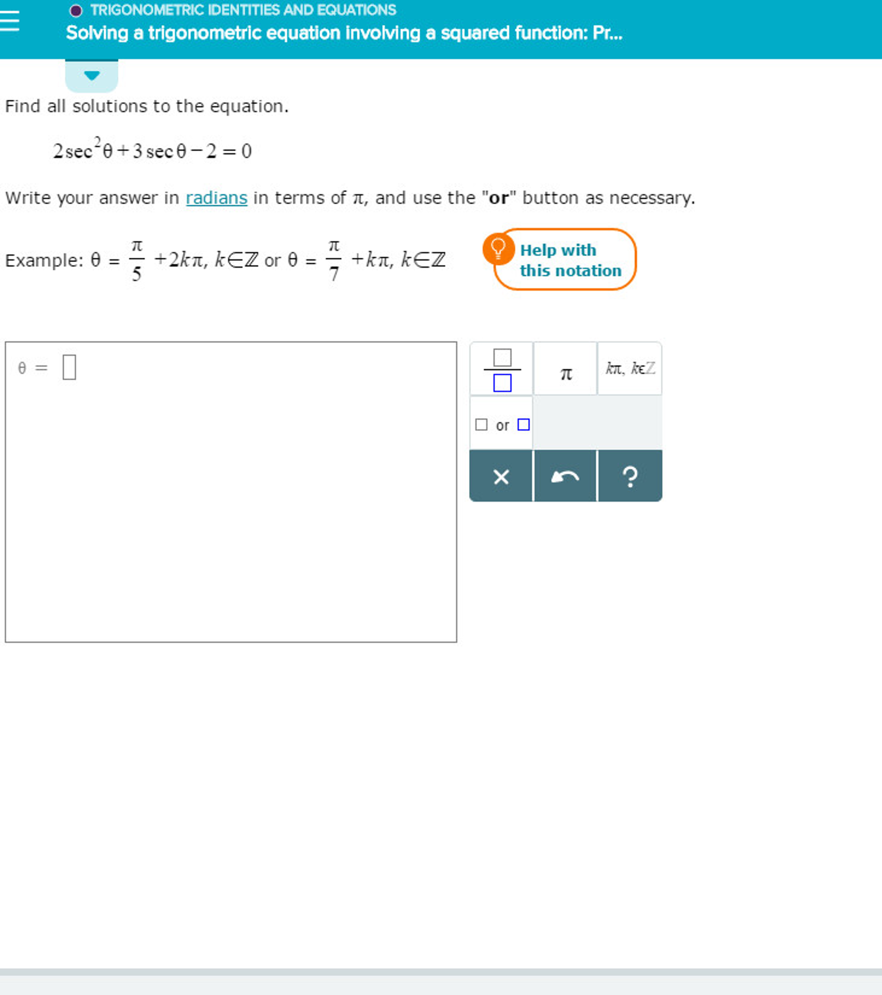 Solved Find all solutions to the equation. 2 sec^2 theta + | Chegg.com