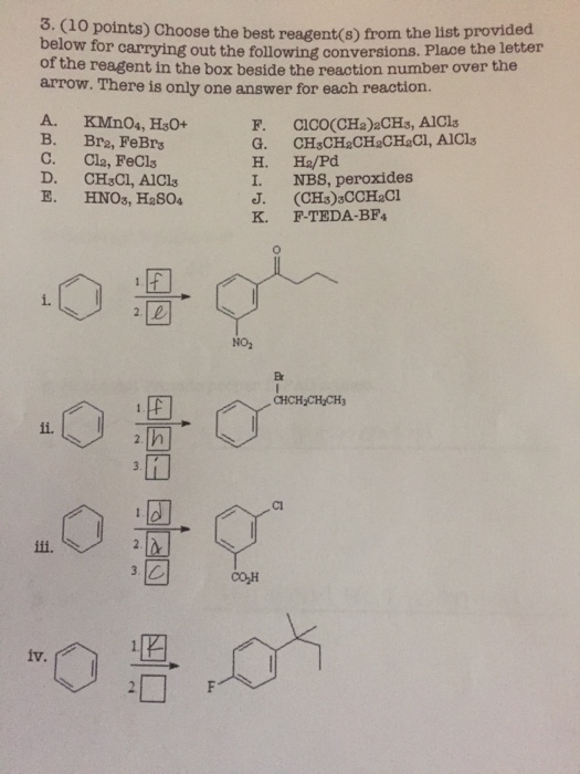Solved Choose the best reagent(s) from the list provided | Chegg.com
