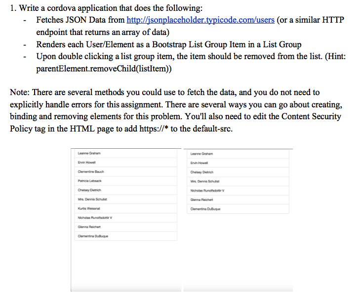 1. Write a cordova application that does the | Chegg.com