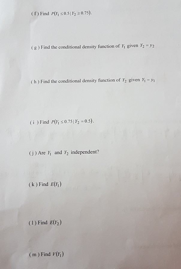 Solved Exercise 2.6. Let Yi and Y2 have the joint density | Chegg.com