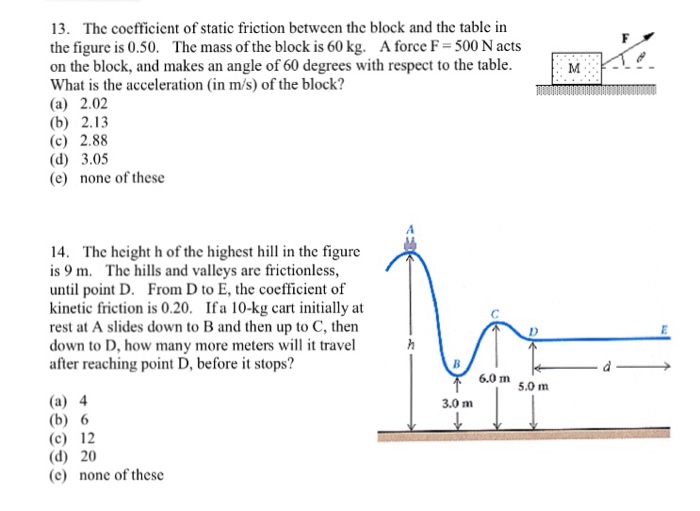 Solved The coefficient of static friction between the block | Chegg.com