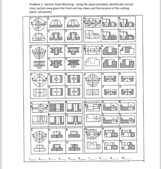 Solved Section View Matching: Using the space provided, | Chegg.com