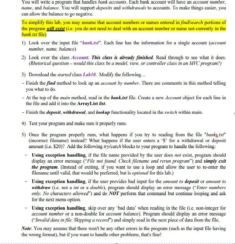 import java.util.*; public class Account { private | Chegg.com