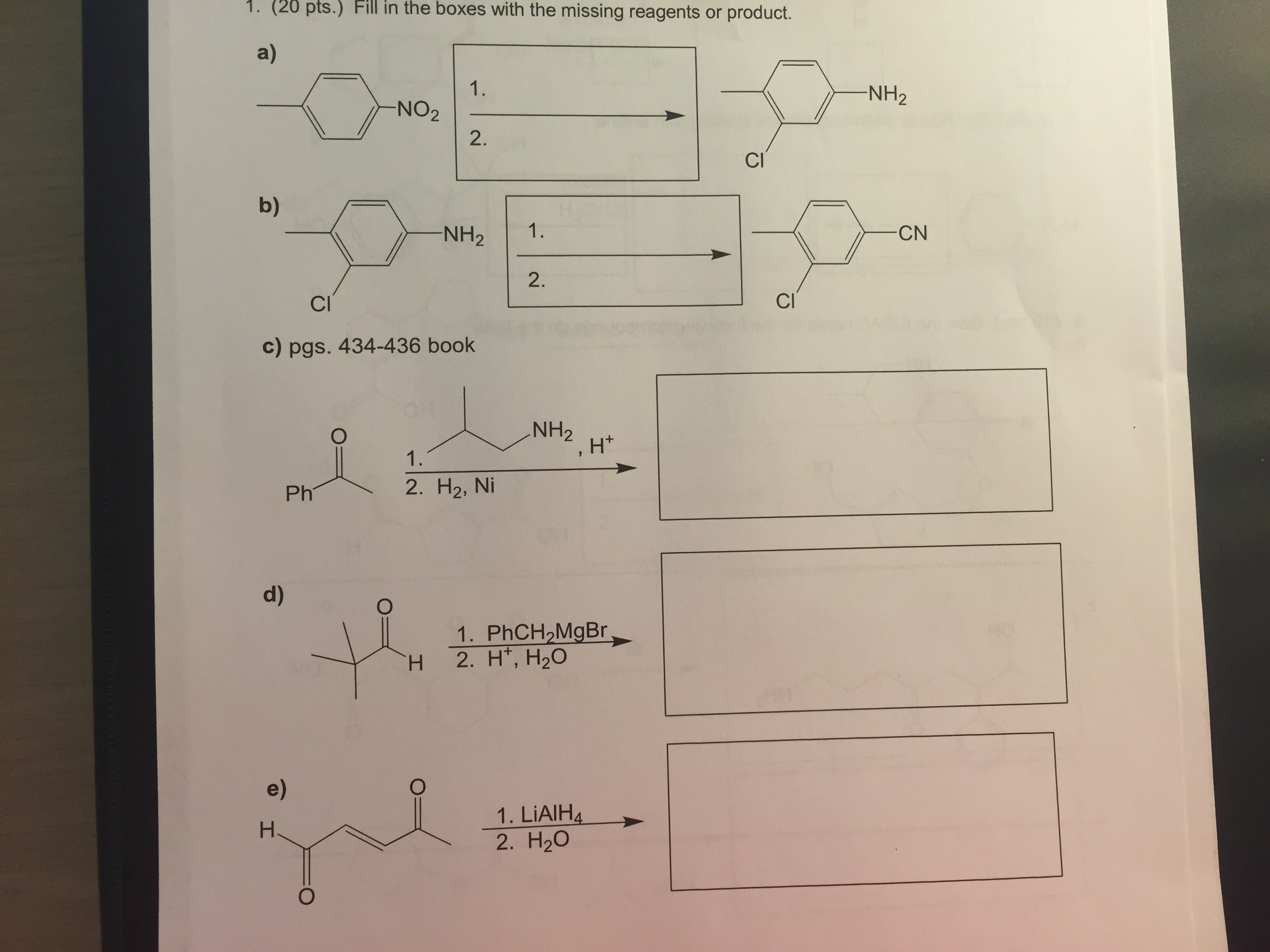 Solved Fill in the boxes with the missing reagents or | Chegg.com