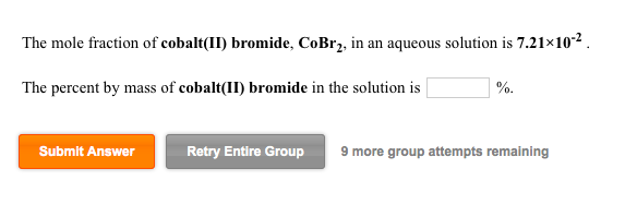 Solved The mole fraction of cobalt(II) bromide, CoBr_2 in an | Chegg.com