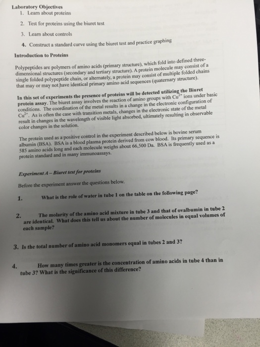 Solved Learn about proteins Test for proteins using the | Chegg.com