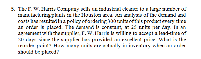 Solved The F. W. Harris Company sells an industrial cleaner | Chegg.com