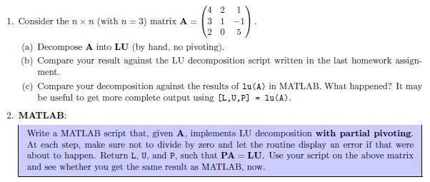 Solved 4 2 1 3 1 1 2 0 5 1 Consider The N X N With N 3