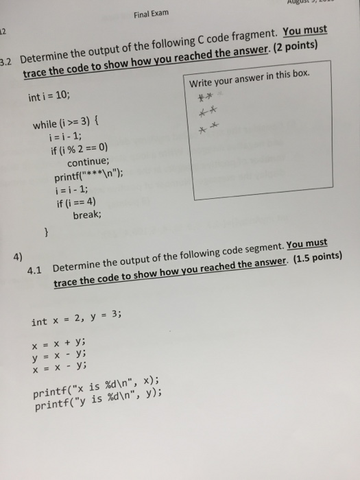 Solved Determine the output of the following C code | Chegg.com