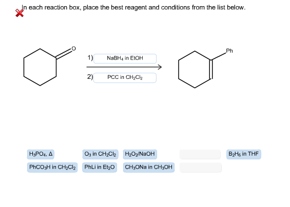 Solved n each reaction box, place the best reagent and | Chegg.com