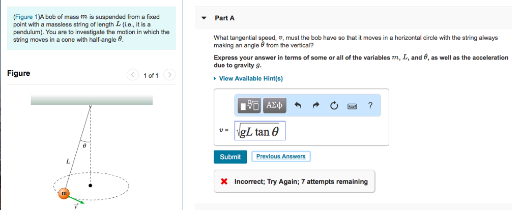 Solved Figure 1)A bob of mass m is suspended from a fixed | Chegg.com