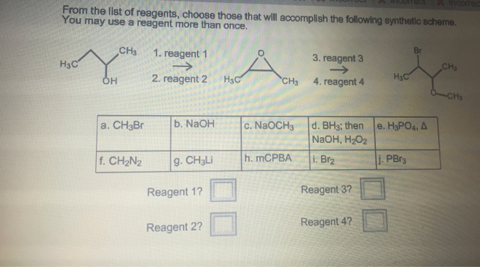 From the list of reagents, choose those that will | Chegg.com