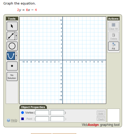 Solved Graph the equation. 2y = 8x - 4 | Chegg.com