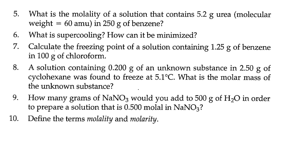 Solved What is the molality of a solution that contains 5.2 | Chegg.com