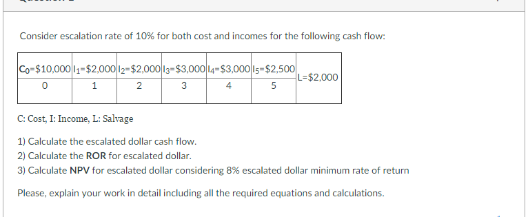 Solved Consider escalation rate of 10% for both cost and | Chegg.com