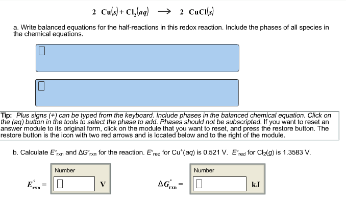Solved 2 Cu(s) + CI2(aq) rightarrow 2 CuCI(s) Write | Chegg.com