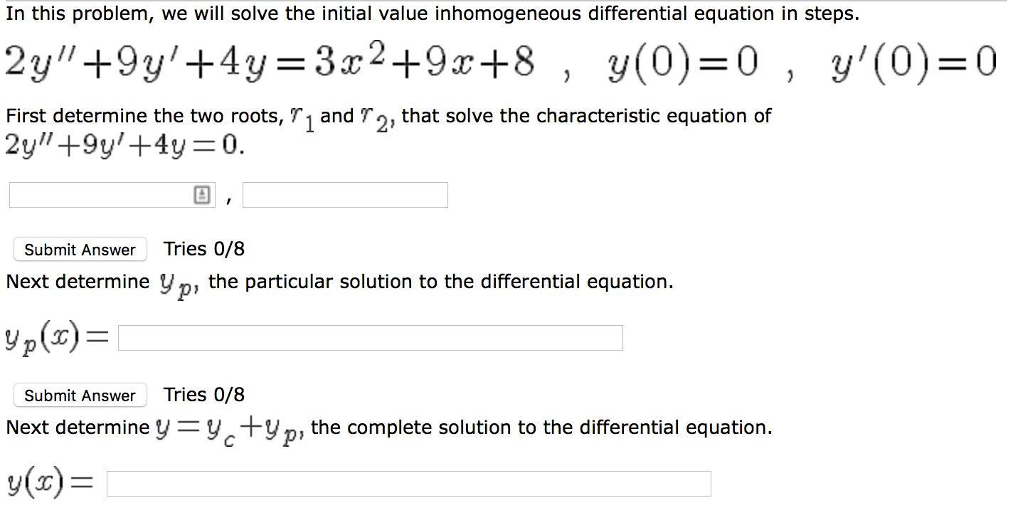 Solved In this problem, we will solve the initial value | Chegg.com