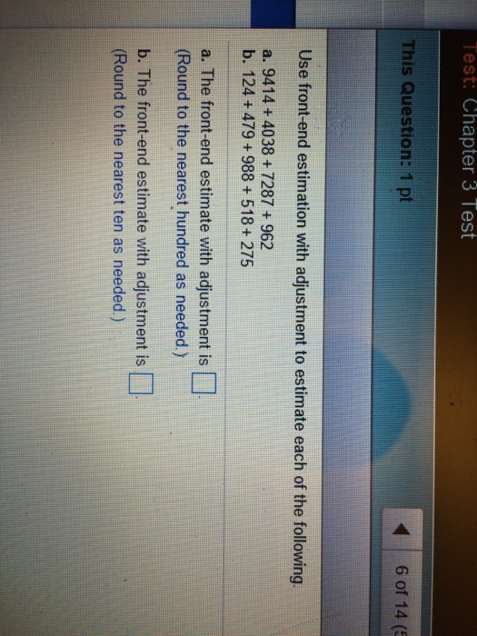 Solved Use front-end estimation with adjustment to estimate | Chegg.com