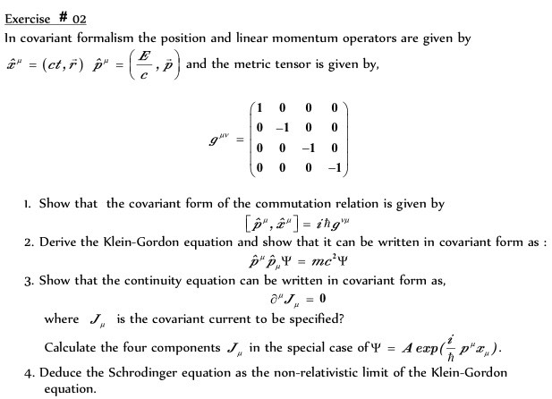 Solved In Covariant Formalism The Position And Linear