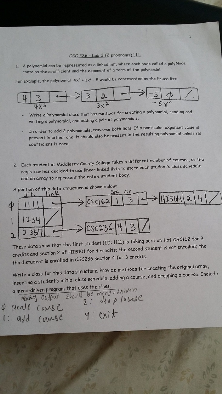 Solved CSC 236 ab 3 (2 programs LLL 1. A be represented as a | Chegg.com