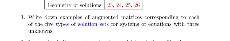 Solved Write down examples of augmented matrices | Chegg.com