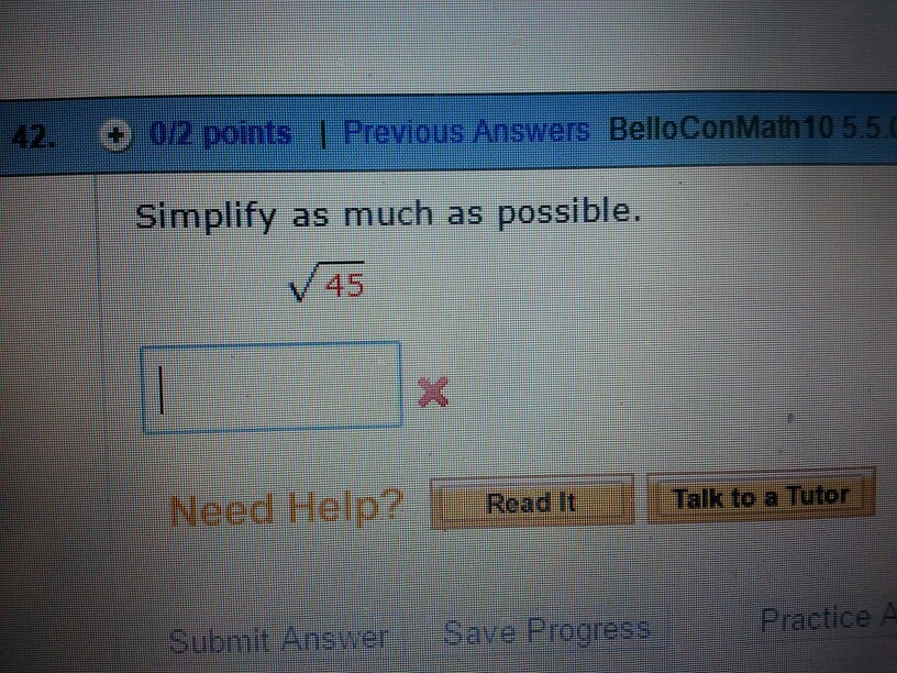 Solved Simplify as much as possible. squareroot 45 | Chegg.com