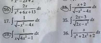 Solved integral 2x/x^2 + 6x + 13 dx integral 1/Squareroot | Chegg.com