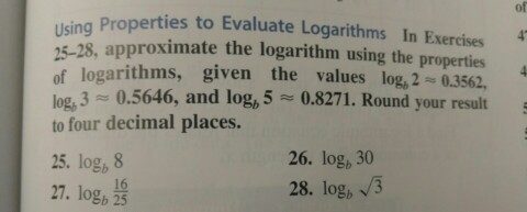 Solved Using Properties t Evaluate Logarithms In Exercises 4 | Chegg.com