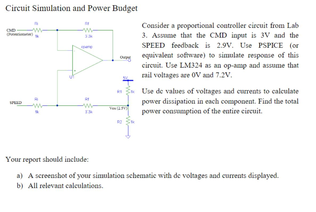 Solved Circuit Simulation and Power Budget Ri Rf Consider a | Chegg.com