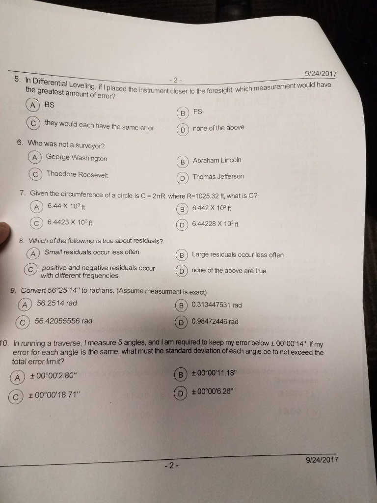 Solved 9242017 5 In Differential Leveling If I Placed