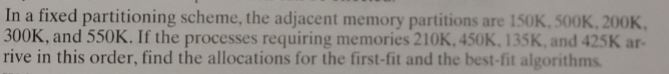 Solved In a fixed partitioning scheme, the adjacent memory | Chegg.com