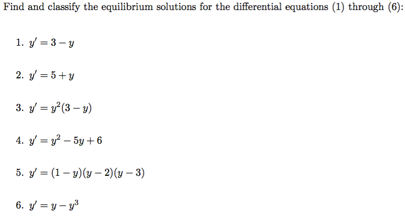 Solved Find and classify the equilibrium solutions for the | Chegg.com