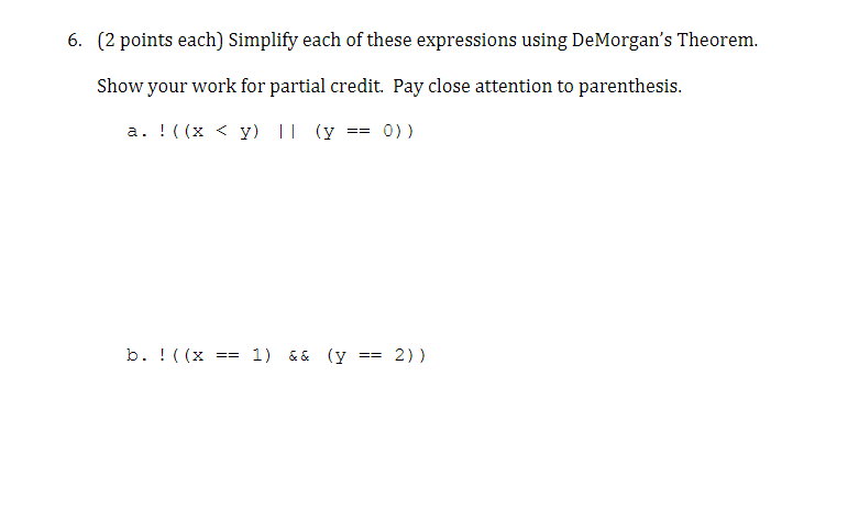 Solved 6. (2 points each) Simplify each of these expressions | Chegg.com