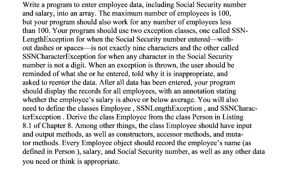 Solved Write a program to enter employee data, including | Chegg.com