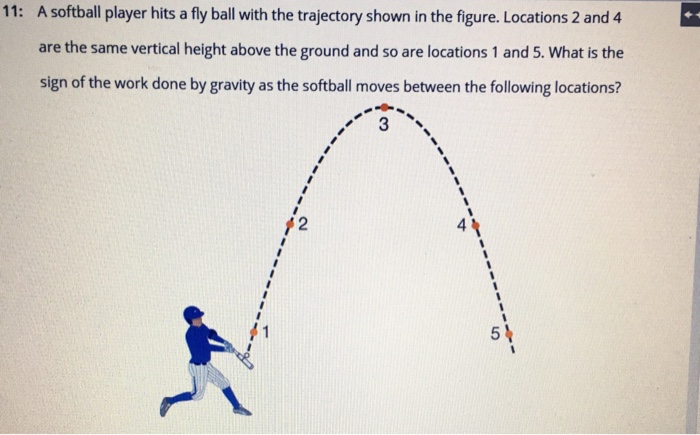 Solved 11: A softball player hits a fly ball with the | Chegg.com