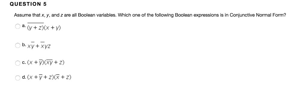 Solved Assume that x, y, and z are all Boolean variables. | Chegg.com