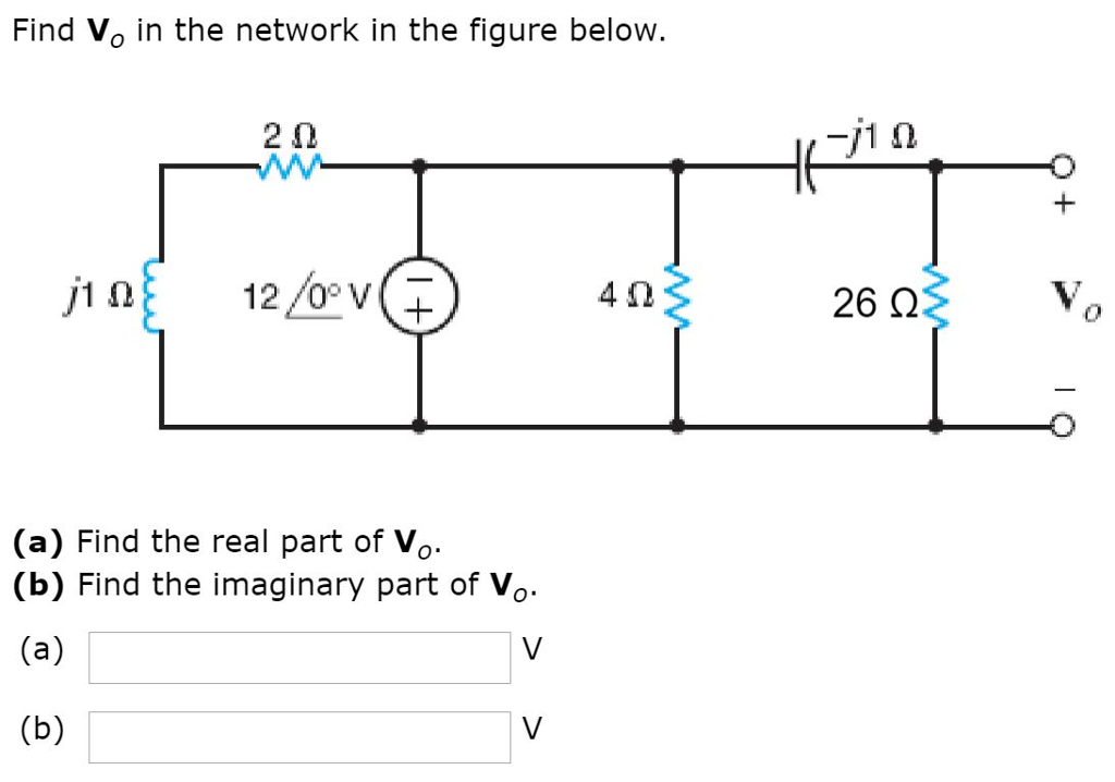 Solved Find Vo in the network in the figure below 2? 12 /0°V | Chegg.com