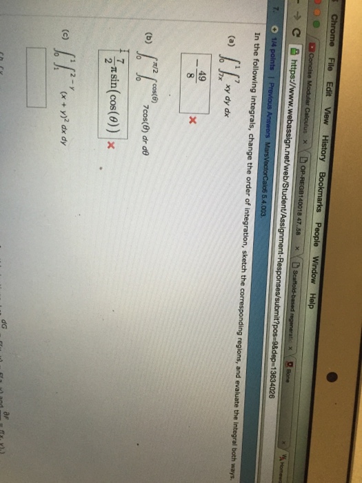 Solved In the following integrals, change the order of | Chegg.com