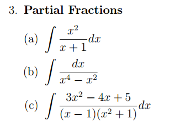 Solved Partial Fractions integral x^2/x + 1 dx integral | Chegg.com