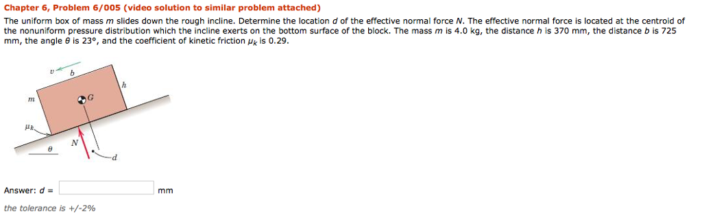 Solved The uniform box of mass m slides down the rough | Chegg.com