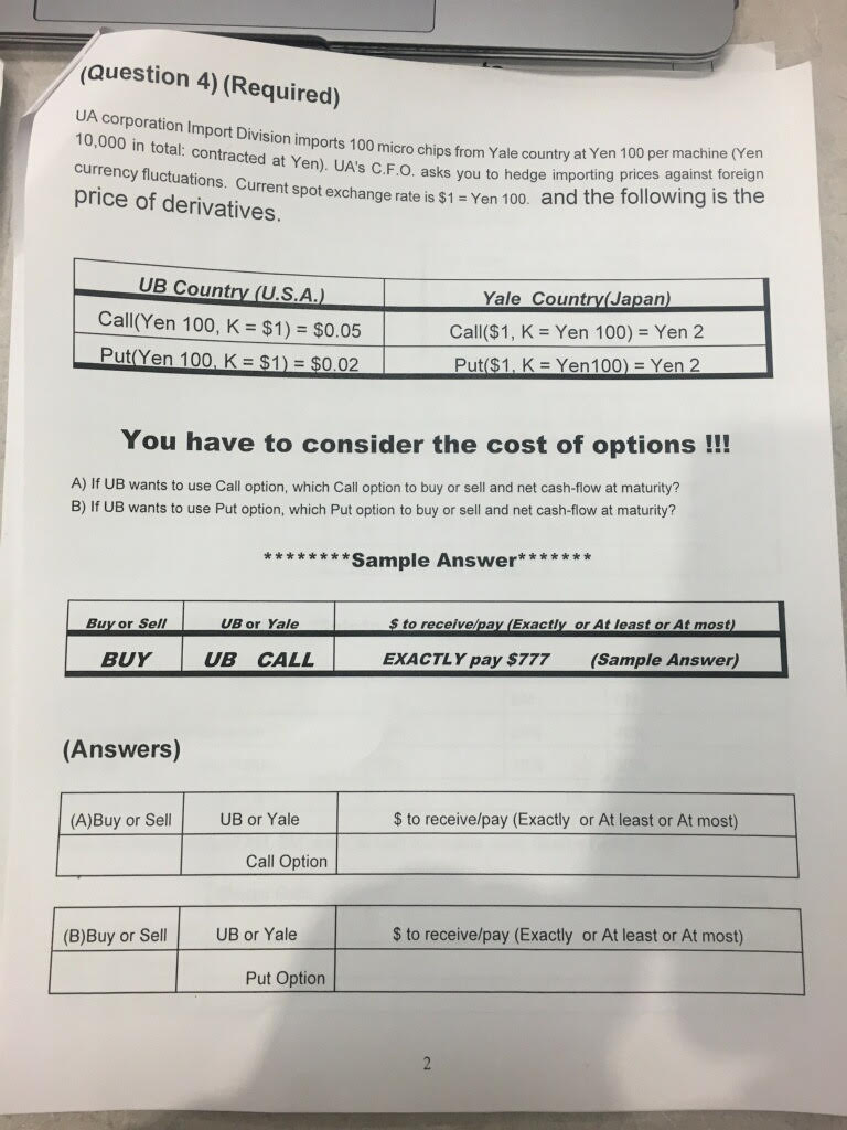 Solved auestion 4) (Required) UA corporation Import Division | Chegg.com