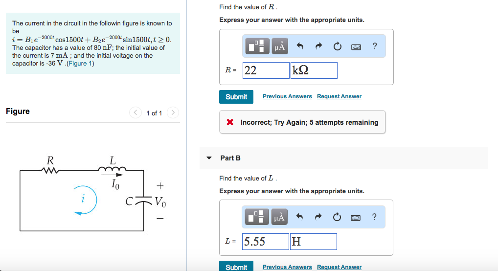 Solved The current in the circuit in the followin figure is | Chegg.com