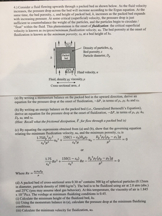 Consider a fluid flowing upwards through a packed bed | Chegg.com